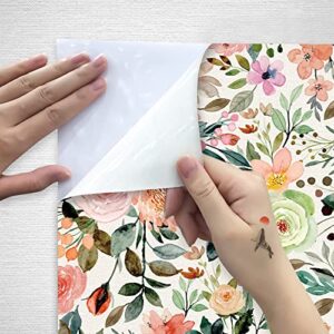 Self Adhesive Rose Floral Drawer Liner Contact Paper Peel and Stick Floral Wallpaper for Girls Bedroom Shelves Cabinets Dresser Table Furniture Walls Decal 17.7X117 Inches