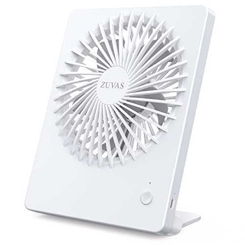 Zuvas Desk Fan Battery Operated , Rechargeable 180°Tilt Folding Personal Ultra Quiet Small Portable Fan 3 Speed Adjustable Strong Wind USB Fan For Office Bedroom Home Desktop Camping (White)