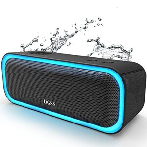 doss bluetooth speaker, soundbox pro portable wireless speaker with 20w stereo sound, active extra bass, ipx5 waterproof, wireless stereo pairing, multi-colors lights, 20 hrs playtime -black