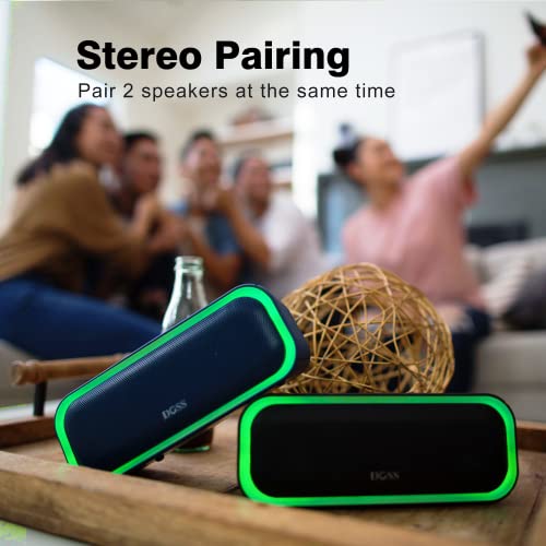 DOSS Bluetooth Speaker, SoundBox Pro Portable Wireless Speaker with 20W Stereo Sound, Active Extra Bass, IPX5 Waterproof, Wireless Stereo Pairing, Multi-Colors Lights, 20 Hrs Playtime -Black