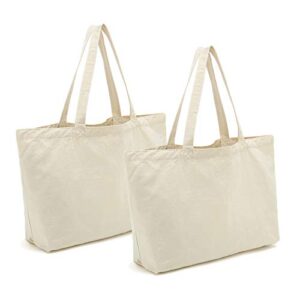 acoavo cotton canvas tote bags diy crafts blank plain natural canvas bag,great wedding gift canvas craft bags,12.2″ w x 13″ h,2pcs