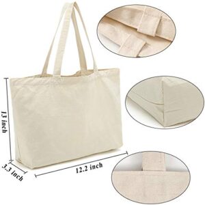 Acoavo Cotton Canvas Tote Bags DIY Crafts Blank Plain Natural Canvas Bag,Great Wedding Gift Canvas Craft Bags,12.2" W x 13" H,2pcs