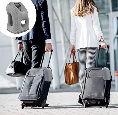 Inflatable Travel Pillow for Airplane, inflatable Neck Air Pillow for Sleeping to Avoid Neck and Shoulder Pain, Comfortably Support Head, Neck and Lumbar, Used for Airplane, Car, Bus and Office (Grey)