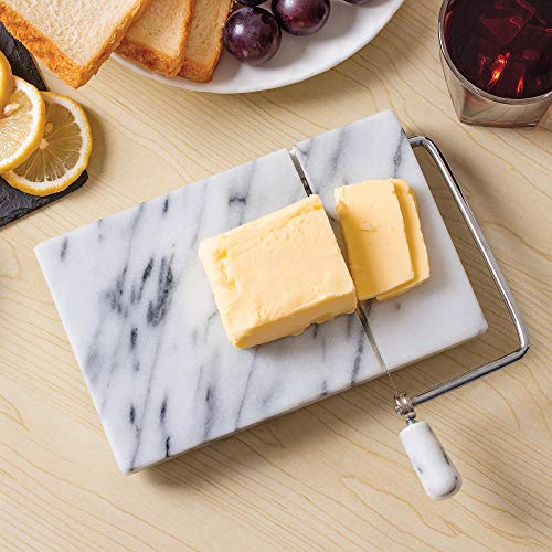 Fox Run Brands Marble Cheese Slicer with 1 Replacement Wire, 5 x 8.25 x 1.25 inches, White