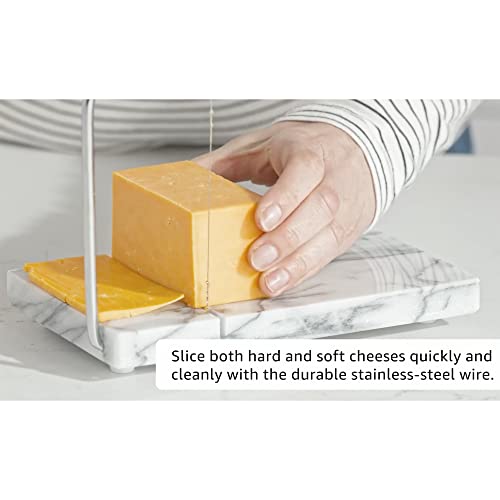 Fox Run Brands Marble Cheese Slicer with 1 Replacement Wire, 5 x 8.25 x 1.25 inches, White