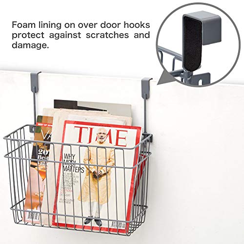 EZOWare Over the Cabinet Door Hanging Organizer Holder, Wall Mountable Deep Metal Storage Basket for Household Kitchen Bathroom Pantry Items (Large)