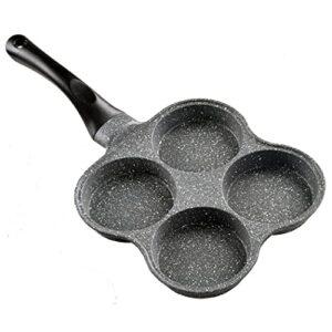 buecmue rustless egg pan | 4-cup nonstick egg frying pan, easy clean egg cooker omelet pan for breakfast swedish pancake, plett, crepe pan gas stove and other stoves cookware