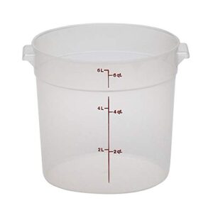 cambro rfs6pp190 camwear 6-quart round food storage container, polypropylene, translucent, nsf