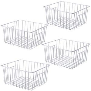 sanno freezer baskets,storage organizer baskets, household refrigerator bin with built-in handles for cabinets, pantry, closets, bedrooms – set of 4