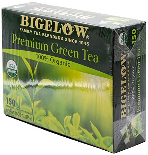 Bigelow Premium 100-Percent Organic Green Tea 150-Count Box, Individually Wrapped