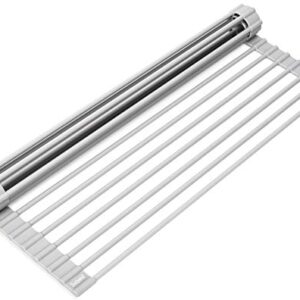 Surpahs Over The Sink Multipurpose Roll-Up Dish Drying Rack (Warm Gray, 17.5" x 13.1" - Small)