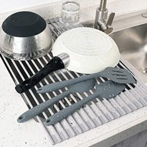 Surpahs Over The Sink Multipurpose Roll-Up Dish Drying Rack (Warm Gray, 17.5" x 13.1" - Small)