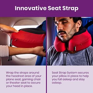 Cabeau Evolution S3 Airplane Travel Neck Pillow - Memory Foam Neck Support With Seat Strap Attachment (Jet Black)