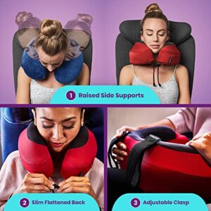 Cabeau Evolution S3 Airplane Travel Neck Pillow - Memory Foam Neck Support With Seat Strap Attachment (Jet Black)