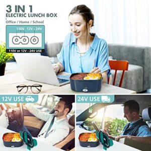 Andvon Electric Lunch Box 60W Food Heater 3-In-1 Portable Food Warmer Lunch Box for Car & Home,1.5L Heated Lunch Boxes for Adults, Lunch Heating Microwave for Truckers,with Carry Bag