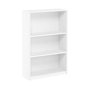 furinno jaya simple home 3-tier adjustable shelf bookcase, white