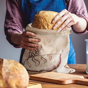 Linen Bread Bags for Loaf Storage, Bags for Homemade Breads, Pack of 3 Reusable Linen Bags for Sourdough, Natural Storage for Artisan Breads, Gift for Bread Makers, Bakers, Housewarming, Wedding Gifts