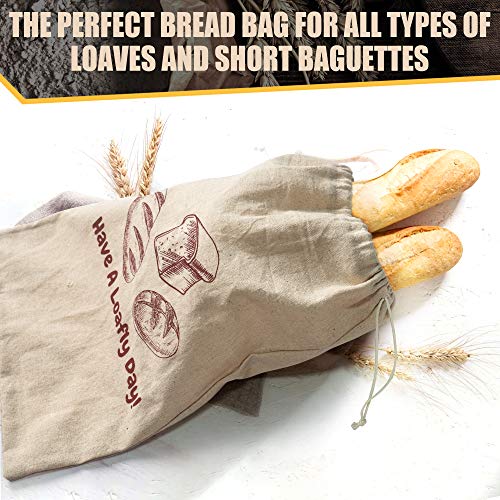 Linen Bread Bags for Loaf Storage, Bags for Homemade Breads, Pack of 3 Reusable Linen Bags for Sourdough, Natural Storage for Artisan Breads, Gift for Bread Makers, Bakers, Housewarming, Wedding Gifts