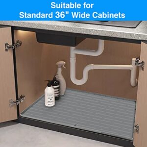 Under Sink Mat, Yatmung Under Sink Mats for Kitchen Waterproof, 34" x 22" Silicone Under Sink Liner with Unique Drain Hole for Kitchen, Bathroom, Laundry Room, Protector for Drips Leaks Spills Tray