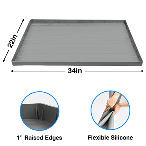 Under Sink Mat, Yatmung Under Sink Mats for Kitchen Waterproof, 34" x 22" Silicone Under Sink Liner with Unique Drain Hole for Kitchen, Bathroom, Laundry Room, Protector for Drips Leaks Spills Tray