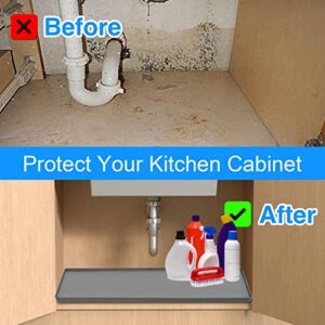 Under Sink Mat, Yatmung Under Sink Mats for Kitchen Waterproof, 34" x 22" Silicone Under Sink Liner with Unique Drain Hole for Kitchen, Bathroom, Laundry Room, Protector for Drips Leaks Spills Tray