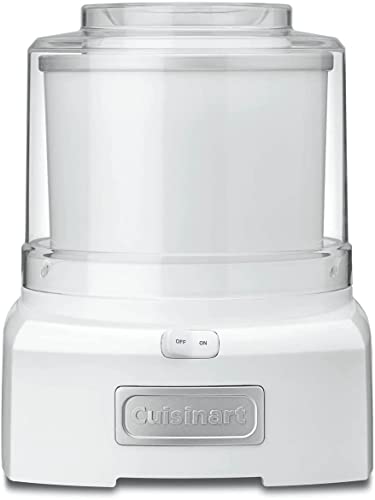 Cuisinart ICE-21P1 1.5-Quart Frozen Yogurt, Ice Cream and Sorbet Maker, Double Insulated Freezer Bowl elminates the need for Ice and Makes Frozen Treats in 20 Minutes or Less, White