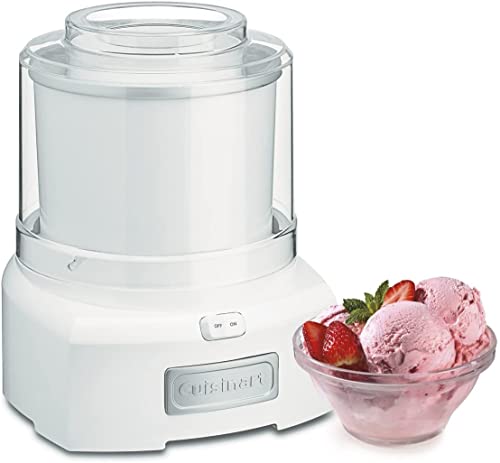 Cuisinart ICE-21P1 1.5-Quart Frozen Yogurt, Ice Cream and Sorbet Maker, Double Insulated Freezer Bowl elminates the need for Ice and Makes Frozen Treats in 20 Minutes or Less, White