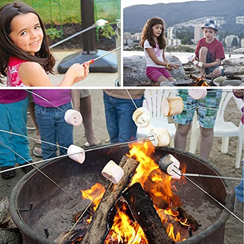 Ajmyonsp Marshmallow Roasting Sticks Smores Stick for Fire Pit - Hot Dog Campfire Skewers Mashmellow Camping 32 Inch Long Extendable Forks 5 Pack