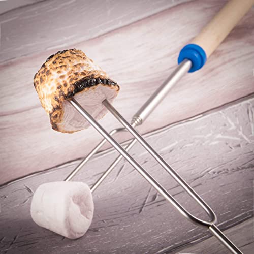 Ajmyonsp Marshmallow Roasting Sticks Smores Stick for Fire Pit - Hot Dog Campfire Skewers Mashmellow Camping 32 Inch Long Extendable Forks 5 Pack