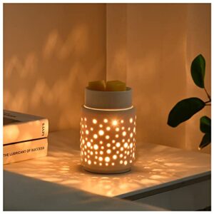 mocosa ceramic wax melt warmer,candle wax warmer for scented wax,wax melt wax cubes melter fragrance warmer gift for wedding spa and aromatherapy (round)