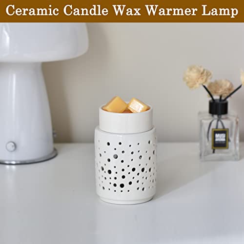 mocosa Ceramic Wax Melt Warmer,Candle Wax Warmer for Scented Wax,Wax Melt Wax Cubes Melter Fragrance Warmer Gift for Wedding Spa and Aromatherapy (Round)