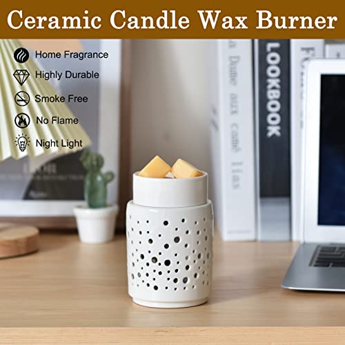 mocosa Ceramic Wax Melt Warmer,Candle Wax Warmer for Scented Wax,Wax Melt Wax Cubes Melter Fragrance Warmer Gift for Wedding Spa and Aromatherapy (Round)