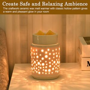 mocosa Ceramic Wax Melt Warmer,Candle Wax Warmer for Scented Wax,Wax Melt Wax Cubes Melter Fragrance Warmer Gift for Wedding Spa and Aromatherapy (Round)