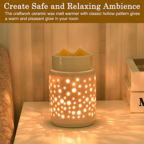 mocosa Ceramic Wax Melt Warmer,Candle Wax Warmer for Scented Wax,Wax Melt Wax Cubes Melter Fragrance Warmer Gift for Wedding Spa and Aromatherapy (Round)