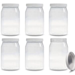 ljdeals 16 oz Clear Plastic Jars with Lids, Storage Containers, Wide Mouth PET Mason Jars, Pack of 6, BPA Free, Food Safe, Made in USA