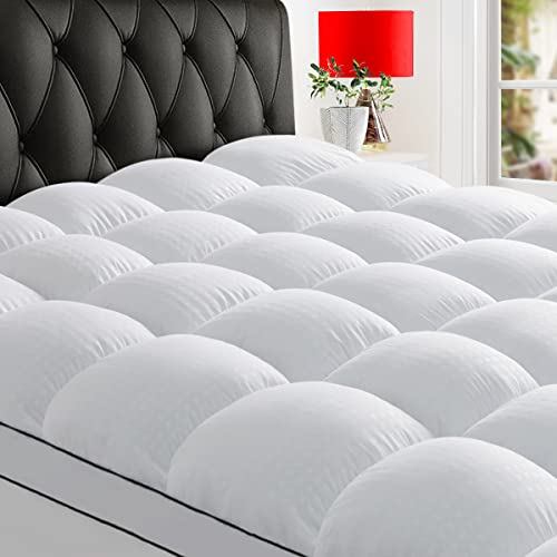 HYLEORY Queen Size Mattress Topper for Back Pain, Extra Thick Cooling Mattress Pad Cover, Down Alternative Overfilled Plush Pillow Top with 8-21 Inch Deep Pocket