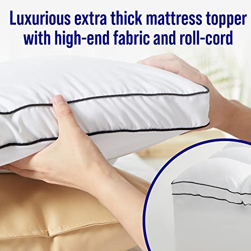 HYLEORY Queen Size Mattress Topper for Back Pain, Extra Thick Cooling Mattress Pad Cover, Down Alternative Overfilled Plush Pillow Top with 8-21 Inch Deep Pocket