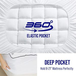 HYLEORY Queen Size Mattress Topper for Back Pain, Extra Thick Cooling Mattress Pad Cover, Down Alternative Overfilled Plush Pillow Top with 8-21 Inch Deep Pocket