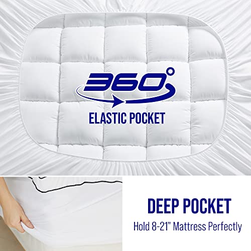 HYLEORY Queen Size Mattress Topper for Back Pain, Extra Thick Cooling Mattress Pad Cover, Down Alternative Overfilled Plush Pillow Top with 8-21 Inch Deep Pocket