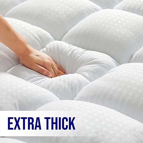 HYLEORY Queen Size Mattress Topper for Back Pain, Extra Thick Cooling Mattress Pad Cover, Down Alternative Overfilled Plush Pillow Top with 8-21 Inch Deep Pocket