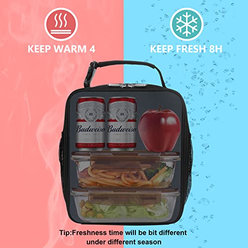 CCidea Lunch Box for Men Women Adults, Portable Insulated Lunch Bag for Office Work School, Reusable Zippered Bento Lunch Box for Kids (Black)