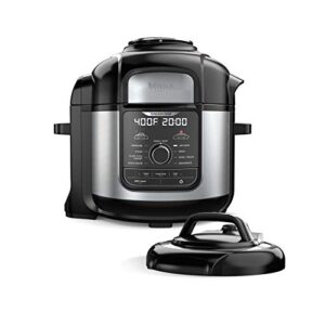 ninja fd401 foodi 12-in-1 deluxe xl 8 qt. pressure cooker & air fryer that steams, slow cooks, sears, sautés, dehydrates & more, with 5 qt. crisper basket, deluxe reversible rack & recipe book, silver