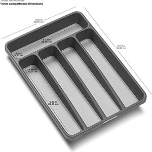 madesmart Classic Mini Silverware Tray, Soft Grip, Non-Slip Kitchen Drawer Organizer, 5 Compartments, Multi-Purpose Home Organization, BPA Free, Granite