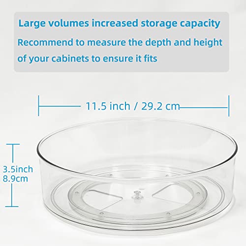 YCLADEC 4 Pack Lazy Susan 11.5" Inch Turntable Organizer Organization Storage Container Bins Spice Rack Cabinet Rotating Condiment for Pantry Countertop Kitchen Vanity Bathroom Jewelry Holder Clear