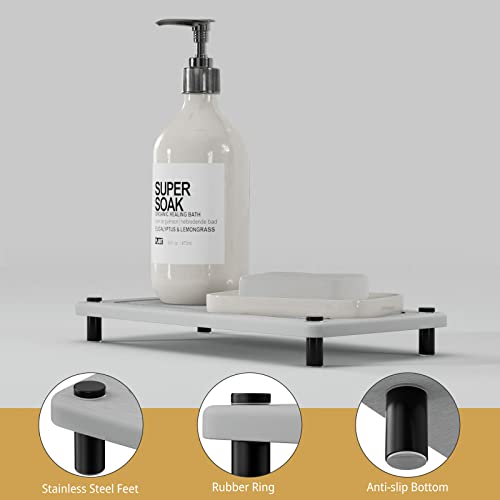 Sink Caddy, Dries Instantly Sink Holder for Preventing Moisture Buildup, Diatomaceous Pedestal Stand Riser with Stainless Steel Feet & Rubber Bottom, Soap Holder for Bottles Candles Decor