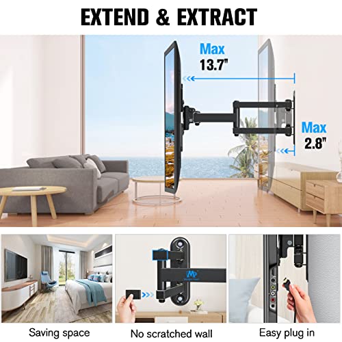 Mounting Dream UL Listed TV Mount Swivel and Tilt for Most 13-42 Inch TVs, Full Motion TV Wall Mount Bracket with Articulating Arm, Max VESA 200x200mm, Loading 50 lbs, MD2465