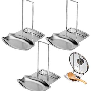 Lawei 3 Pack Lid and Spoon Rest - Pot Lid Holders Stainless Steel Pan Lid Organizer for Pots Pans Spoons