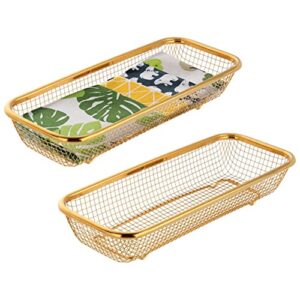 panesor drawer organizer stainless steel utensils holder mesh drainer basket kitchen cabinet drawer organizer flatware tray (2 pcs, gold)