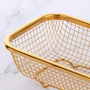 Panesor Drawer Organizer Stainless Steel Utensils Holder Mesh Drainer Basket Kitchen Cabinet Drawer Organizer Flatware Tray (2 PCS, Gold)