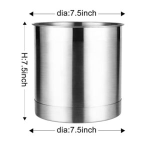 KSENDALO Jombo Steel Holder Utensil Crock 7inch Tall,Utility Sturdy Heavy Large Utensils Holder Stainless Silverware Holder for Kitchen Home and Office…